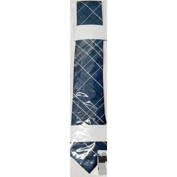 Cintas | Accessories | Brand New Classic Cross Lines Blue Silver Black Woven Mens Tie Necktie ...